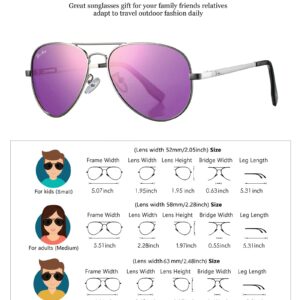 Pro Acme Polarized Aviator Sunglasses for Men and Women 100% UV Protection, 58mm (Silver Frame/Purple Mirrored Lens)