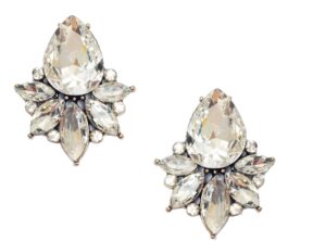 art deco antique vintage retro style pear bridal wedding formal rhinestone cluster statement earrings