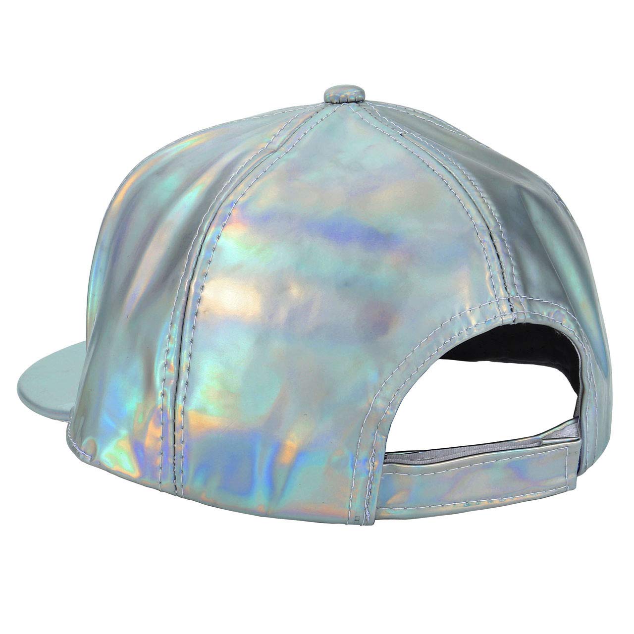 FALETO Adjustable Shiny Holographic Baseball Cap Rainbow Reflective Hip Hop Rave Hat Metallic Casual Cap