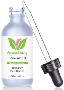 amara beauty squalane oil moisturizer with 100% pure plant derived squalane for face, body, skin and hair - face oil 2 fl. oz.