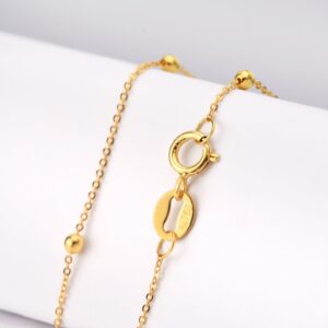 14K Gold Small Bracelets for Women, Dainty Tiny Bead Ball Thin Chain Bracelet Jewelry (Yellow Gold, 14k)