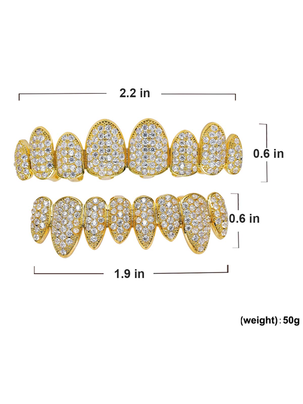 TSANLY Gold Grillz Iced Out CZ Diamond Top & Bottom Set Grill 24K Gold Plated Macro Pave Teeth Grills - EXTRA Molding Bars Included + Storage Case + Microfiber Cloth