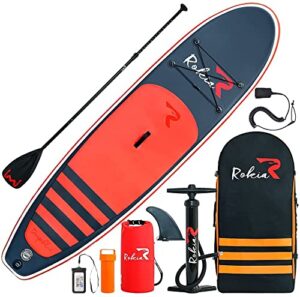 rokia r sup inflatable stand up paddle board | youth paddle board isup for fitness&yoga&fishing on flat water