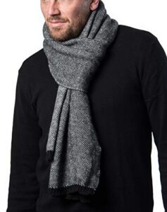 mio marino mens premium winter scarf, soft knit scarves - black & white - one size