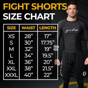 Gold BJJ Jiu Jitsu Shorts - IBJJF Approved No Gi Fight Short - for Grappling, MMA, Wrestling, Muay Thai & Boxing (Black, Medium)