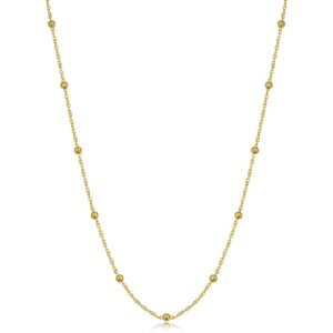 kooljewelry 14k yellow gold round beads station necklace (24 inch)