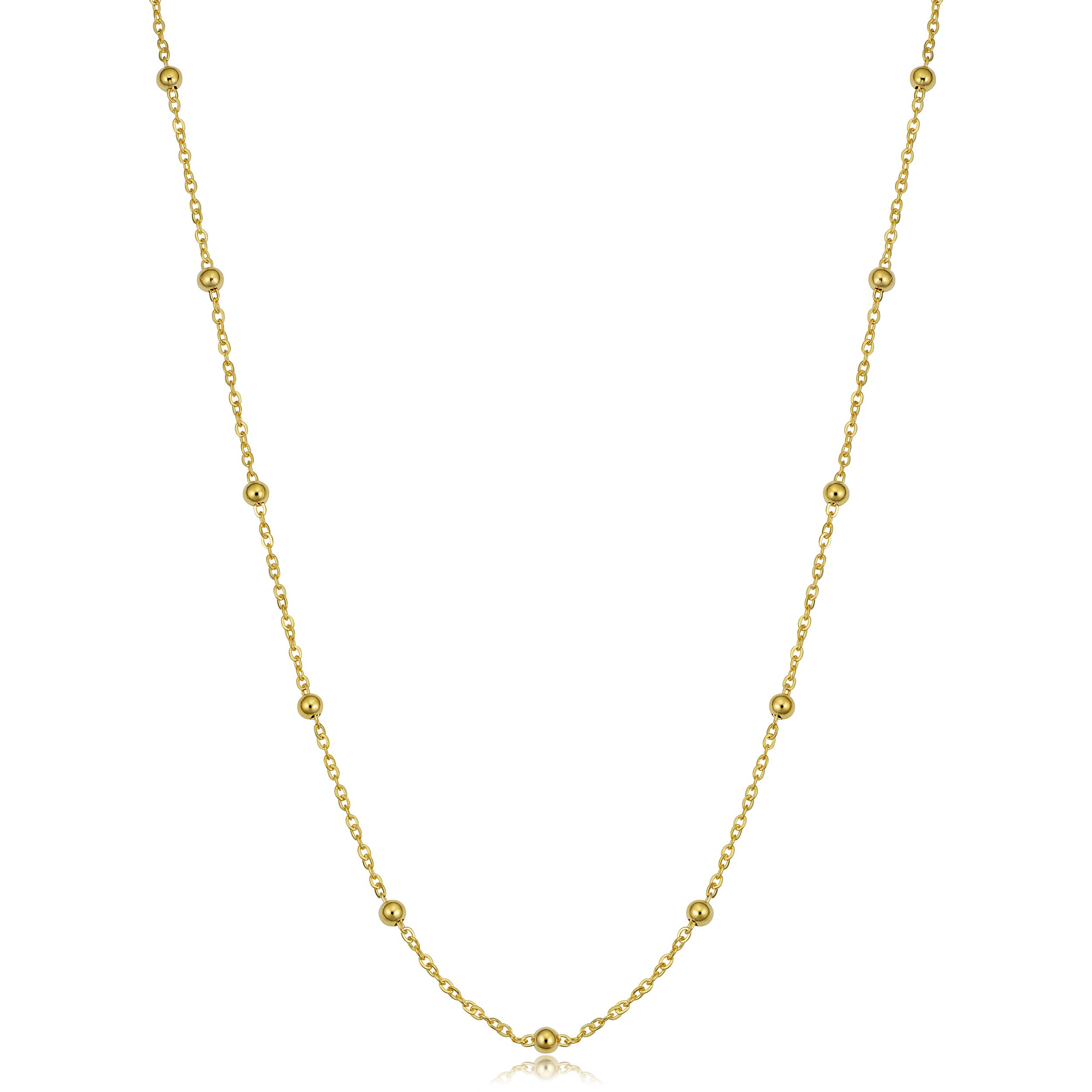 Kooljewelry 14k Yellow Gold Round Beads Station Necklace (24 inch)