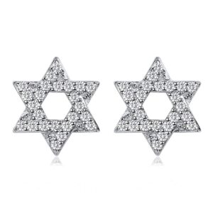 chicsilver tiny cz star earrings magen star of david stud earrings 925 sterling silver hypoallergenic earrings for women