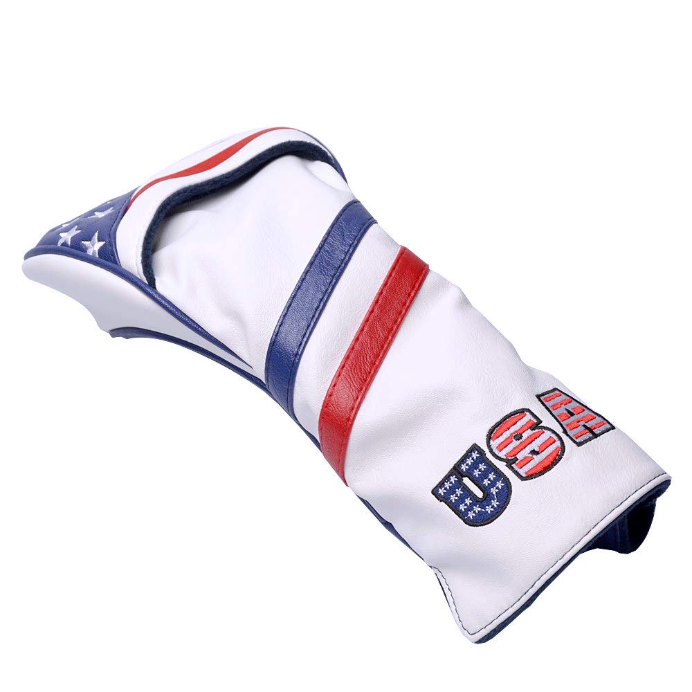 COOLSKY 1PC Patriotic Golf Club Driver USA Flag Head Cover American Stars and Stripes Headcover Synthetic Leather Protector