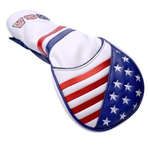 COOLSKY 1PC Patriotic Golf Club Driver USA Flag Head Cover American Stars and Stripes Headcover Synthetic Leather Protector