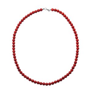 shop lc 925 sterling silver red dyed coral strand bead necklace for women boho jewelry magnetic clasp size 18" birthday gifts for women