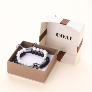 COAI Long Distance Stone Matte Onyx Howlite Compass Stone Relationship Bracelets