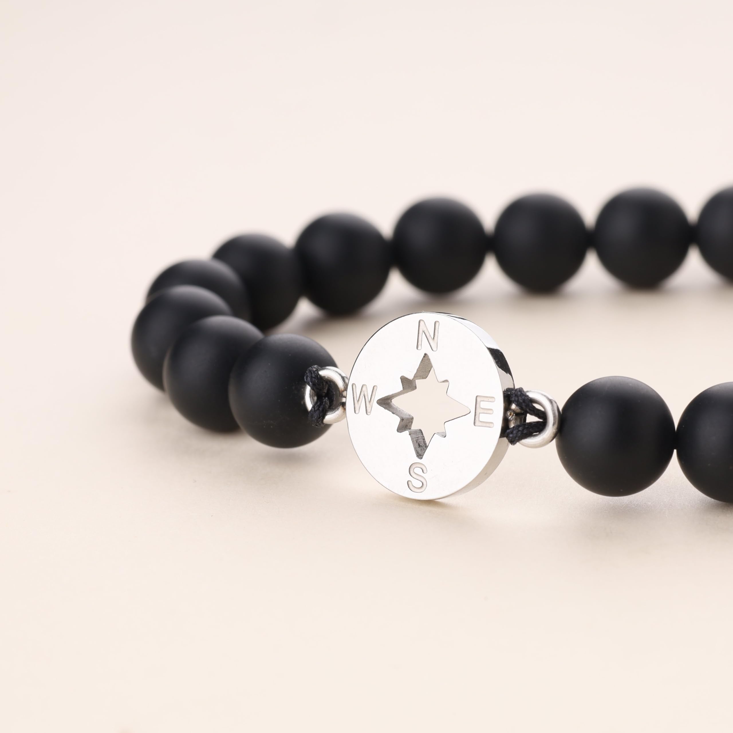 COAI Long Distance Stone Matte Onyx Howlite Compass Stone Relationship Bracelets