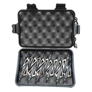 e5e10 12pcs archery broadheads 3 fixed steel blade 125 grain hunting arrowheads fit for compound bow and crossbow with one black plastic portable broadheads case (black)