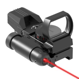 feyachi rsl-18 reflex sight - 4 reticle red & green dot sight optics with integrated red la-ser sight less than 5mw output