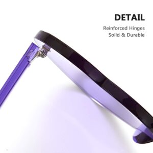 OLIN Heart Thick Oversized Rimless Sunglasses One Piece Heart Shape Eyewear Colored Sunglasses for Women Purple, Heart