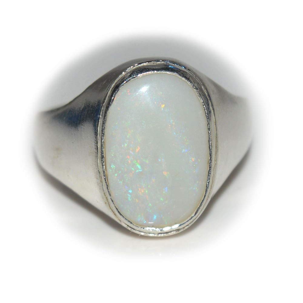 Gemsonclick Natural Opal Silver Ring Bold 6 Ct October Birthstone Chakra Healing Astrological Size 5-13