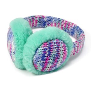 Flammi Kids Knit Earmuffs Winter Outdoor Furry Ear Warmers for Boys Girls (Aqua Green)