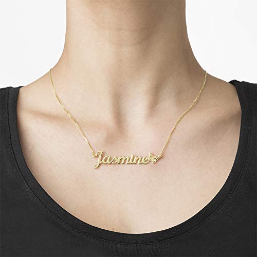 MyNameNecklace Women's Personalized Necklace with Butterfly Charm - Custom Gift- 10K Solid Gold Pendant