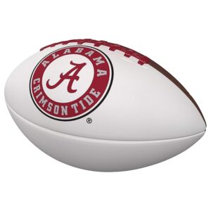 logo brands ncaa alabama crimson tide official-size composite leather autograph football with smooth white panels and debossed logos, team color