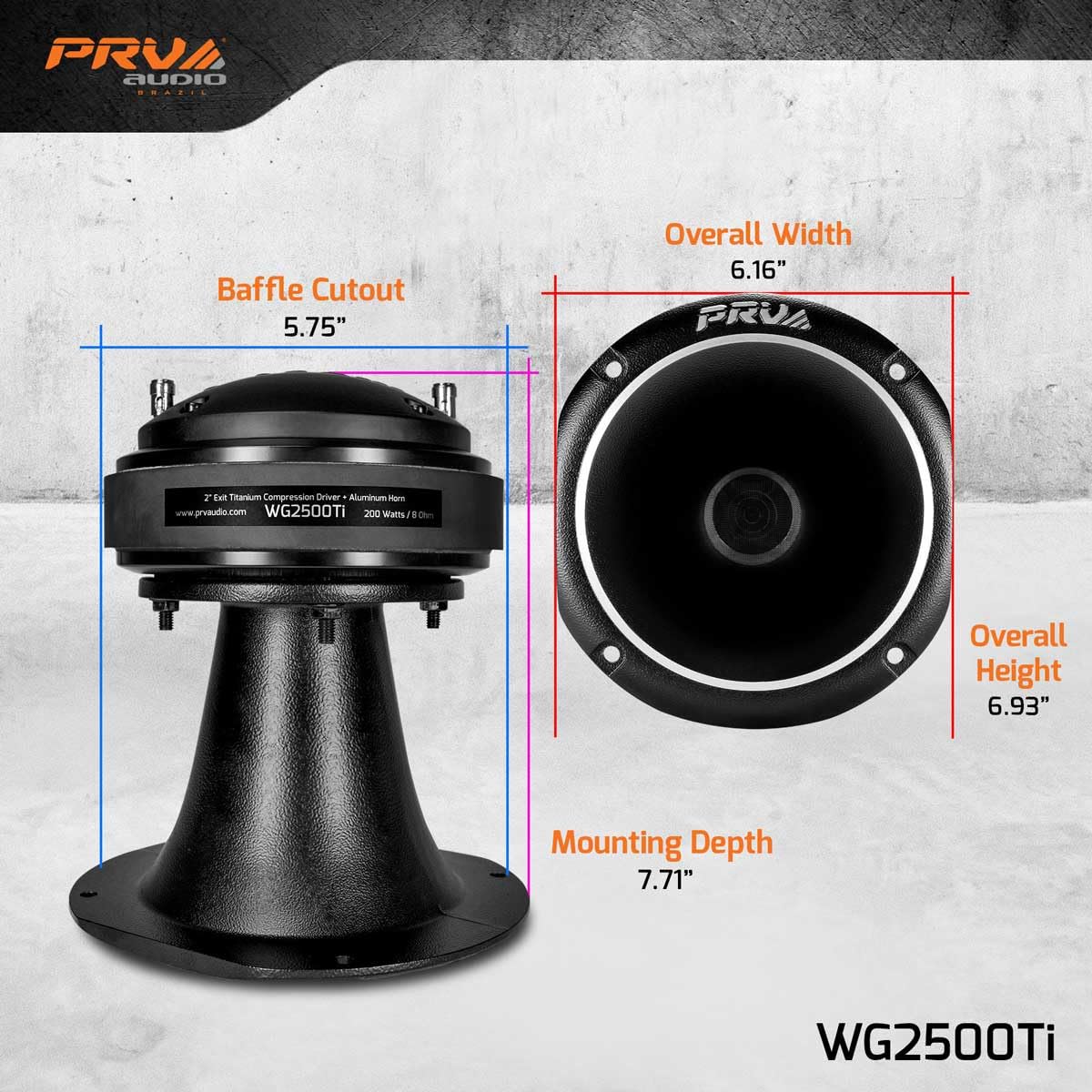 PRV AUDIO WG2500Ti 200 Watts 2" Exit High Frequency Horn Driver 8 Ohm 107dB PRO Audio Titanium Compression Driver with Aluminum Horn