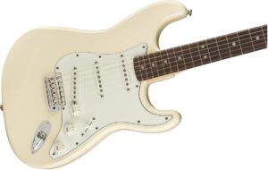 fender albert hammond jr. signature stratocaster electric guitar, olympic white, rosewood fingerboard