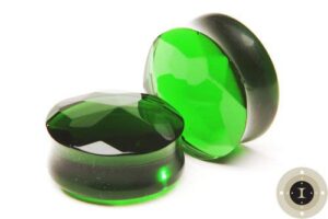 intrepid jewelry green faceted glass plugs double-flared (0ga (8mm))