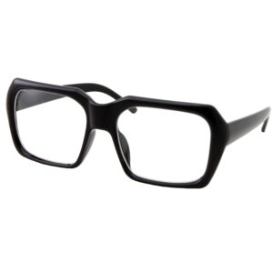 grinderpunch xl oversized black nerd clear glasses - men and women - square costume (black)