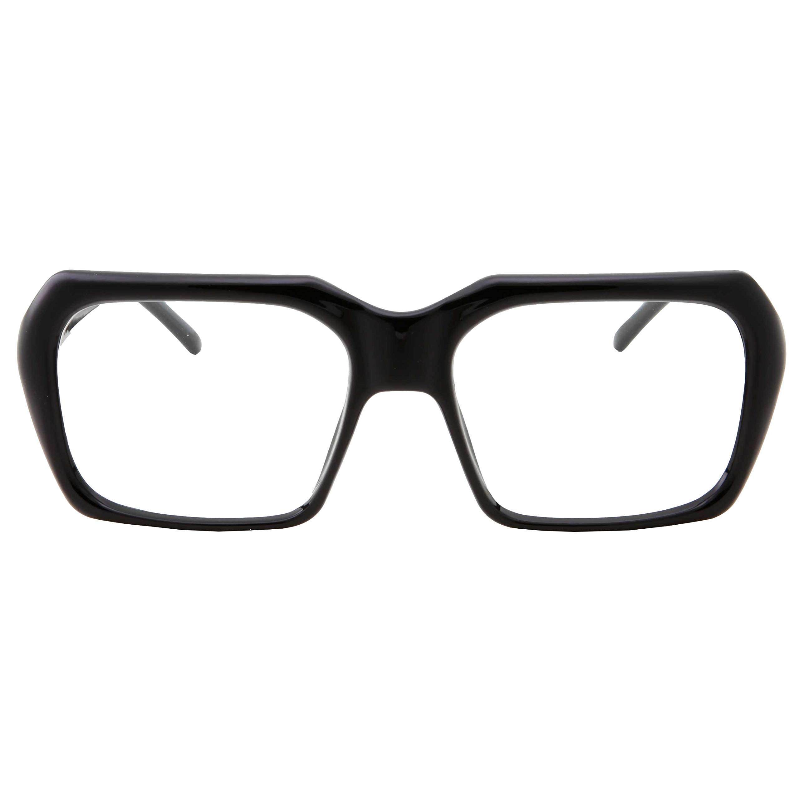 grinderPUNCH XL Oversized Black Nerd Clear Glasses - Men and Women - Square Costume (Black)