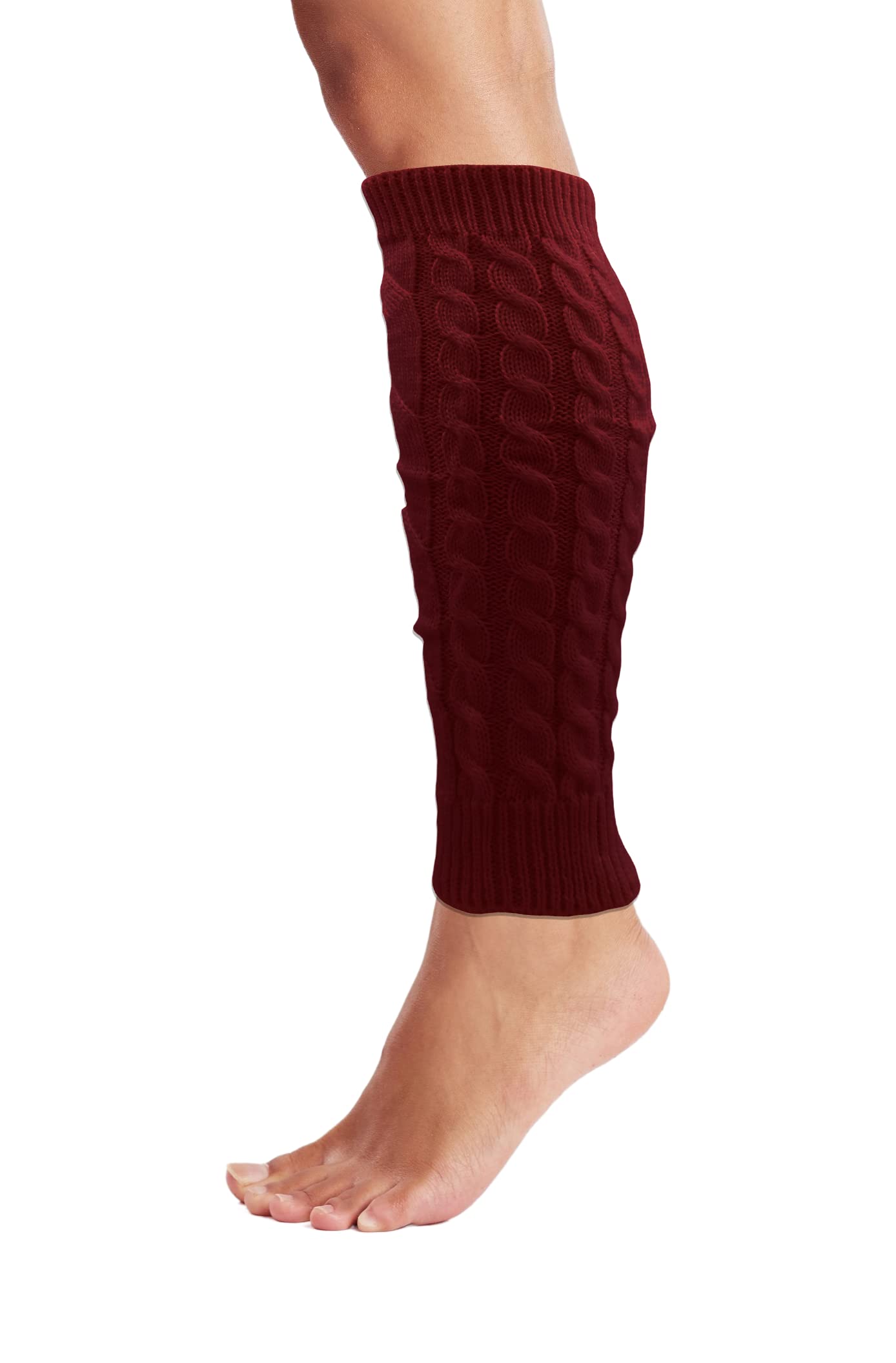 Leg Warmers for Women, 6 Pairs Knee High Cable Knit Warm Thermal Acrylic Winter Sleeve