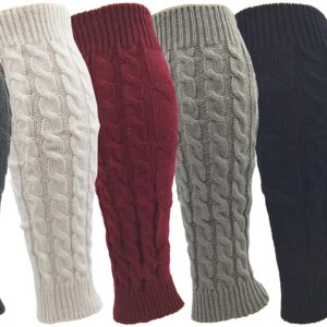 Leg Warmers for Women, 6 Pairs Knee High Cable Knit Warm Thermal Acrylic Winter Sleeve