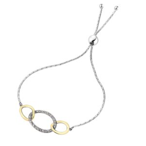 Vir Jewels 1/10 cttw Diamond Bolo Bracelet Yellow Gold Plated over Sterling Silver Circles