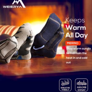 WEIERYA Merino Wool Ski Socks 2 Pairs Pack for Skiing, Snowboarding, Outdoor Sports Performance Socks Grey 2 Pairs L