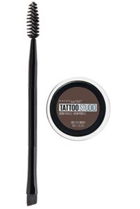 maybelline tattoostudio brow pomade long lasting, buildable, eyebrow makeup, deep brown, 1 count