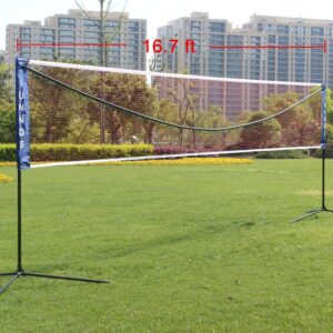 Sports God Portable Large Volleyball Badminton Tennis Net with Carrying Bag Stand/Frame (17 ft)