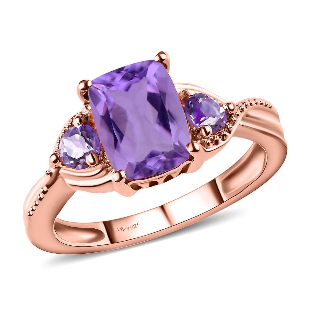 Shop LC Purple Amethyst Promise Engagement Rings for Women 14K Rose Gold Plated 925 Sterling Silver Wedding Jewelry for Bride Ct 1.11 Size 8 Birthday Gifts for Women