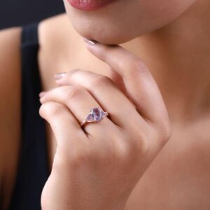 Shop LC Purple Amethyst Promise Engagement Rings for Women 14K Rose Gold Plated 925 Sterling Silver Wedding Jewelry for Bride Ct 1.11 Size 8 Birthday Gifts for Women