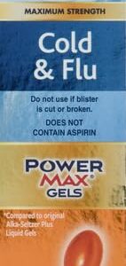 Alka-seltzer Plus Cold & Flu, Power Max Cold and Flu Medicine, Day, For Adults with Pain Reliver/Fever Reducer, Cough Suppressant, Nasal Decongestant, 24 count