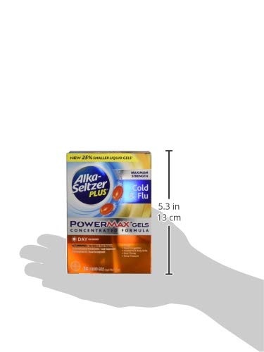 Alka-seltzer Plus Cold & Flu, Power Max Cold and Flu Medicine, Day, For Adults with Pain Reliver/Fever Reducer, Cough Suppressant, Nasal Decongestant, 24 count