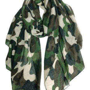 GERINLY Scarves - Lightweight Travel Scarf Camouflage Print Shawl Wrap Army Sport Fan Accessories (Army Green)