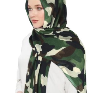 GERINLY Scarves - Lightweight Travel Scarf Camouflage Print Shawl Wrap Army Sport Fan Accessories (Army Green)