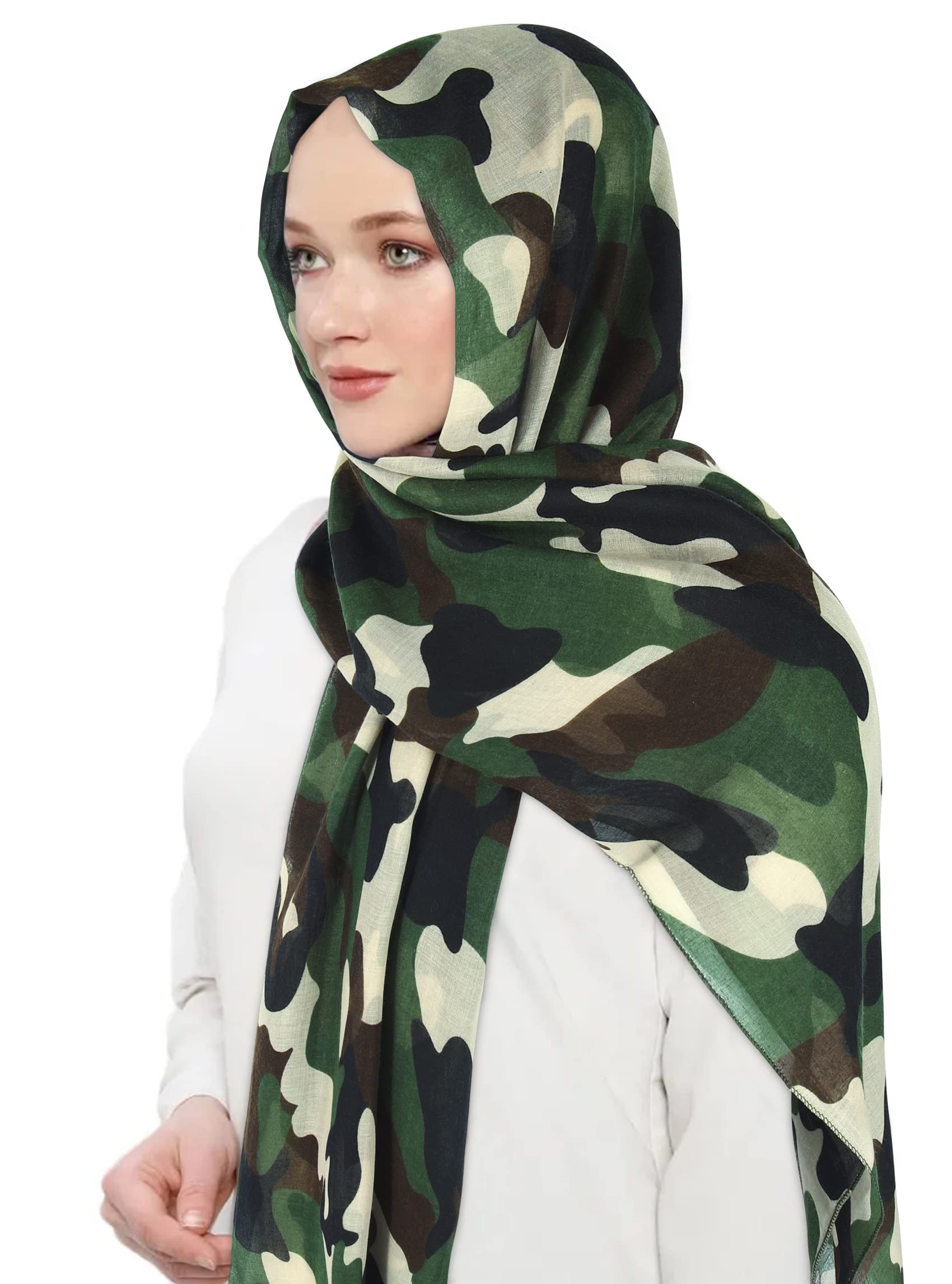 GERINLY Scarves - Lightweight Travel Scarf Camouflage Print Shawl Wrap Army Sport Fan Accessories (Army Green)