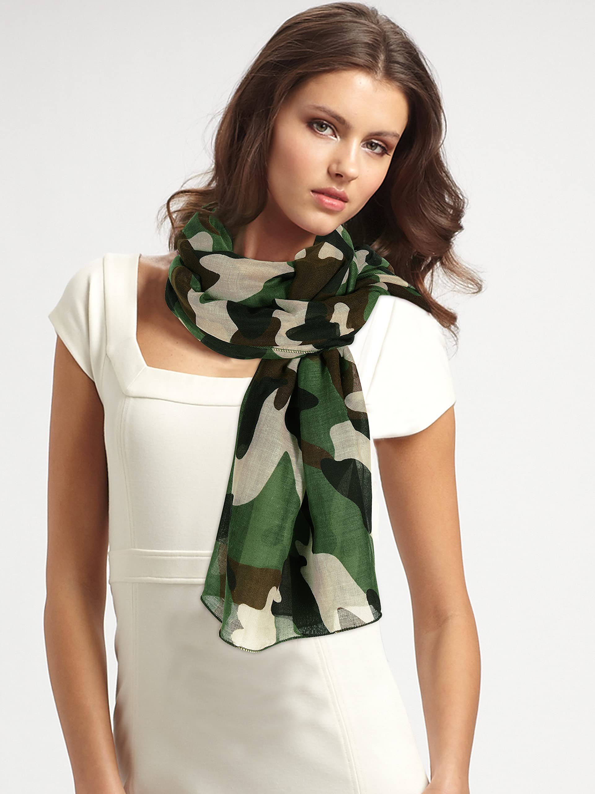 GERINLY Scarves - Lightweight Travel Scarf Camouflage Print Shawl Wrap Army Sport Fan Accessories (Army Green)