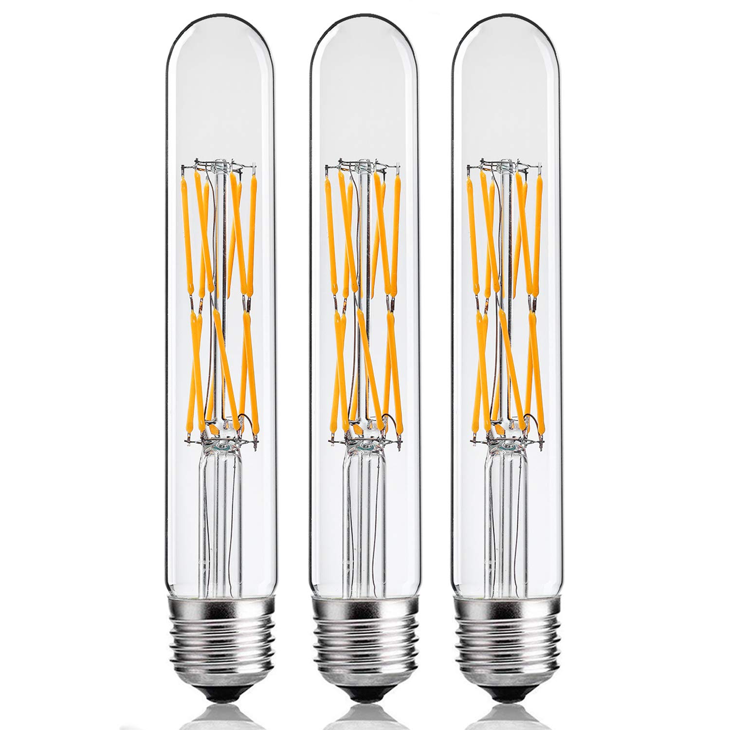 Leools T10 Led Bulbs,12W Dimmable Tubular Led Bulb,100 Watt Equivalent Edison Style Vintage LED Filament Light Bulb, E26 Long Tube Bulb,2700K Soft Warm White,7.3in(185mm),3-Pack.