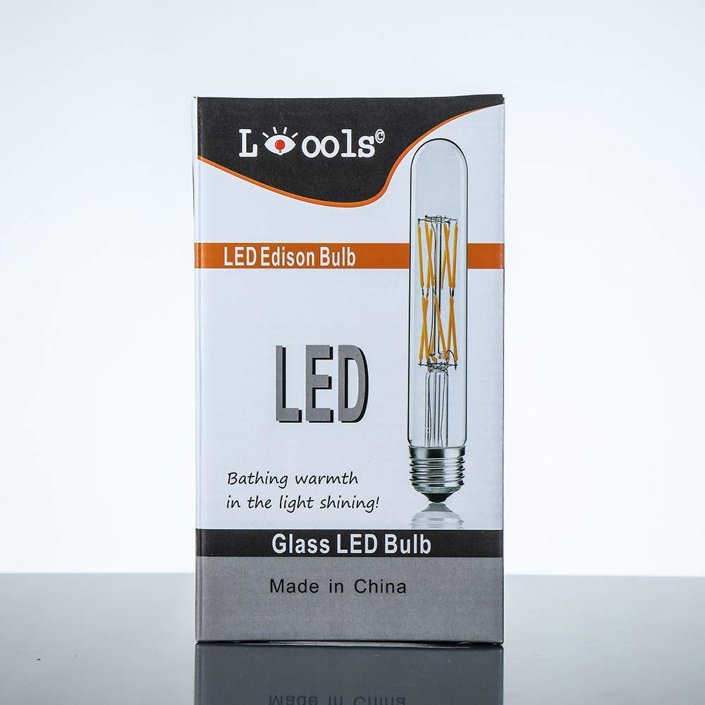 Leools T10 Led Bulbs,12W Dimmable Tubular Led Bulb,100 Watt Equivalent Edison Style Vintage LED Filament Light Bulb, E26 Long Tube Bulb,2700K Soft Warm White,7.3in(185mm),3-Pack.