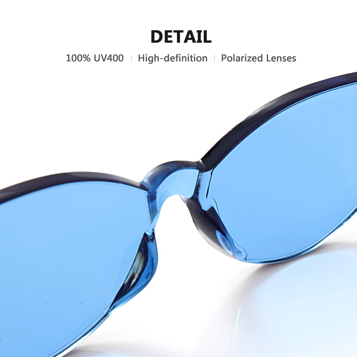 OLINOWL Cat Eye Rimless Sunglasses Oversized One Piece Colored Transparent Eyewear Retro Eyeglasses for Women Men