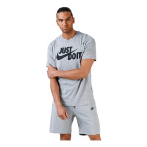 nike men's sportswear tee just do it swoosh, dark grey heather/black, large