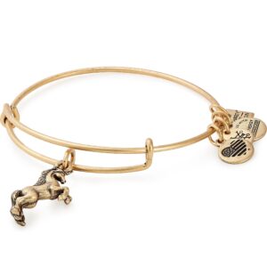 alex and ani path of symbols expandable bangle for women, unicorn charm, rafaelian gold finish, 2 to 3.5 in