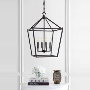 JONATHAN Y JYL7437A Pagoda Lantern Dimmable Adjustable Metal LED Pendant Classic Traditional Farmhouse Dining Room Living Room Kitchen Foyer Bedroom Hallway, 16 in, Oil Rubbed Bronze