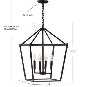 JONATHAN Y JYL7437A Pagoda Lantern Dimmable Adjustable Metal LED Pendant Classic Traditional Farmhouse Dining Room Living Room Kitchen Foyer Bedroom Hallway, 16 in, Oil Rubbed Bronze